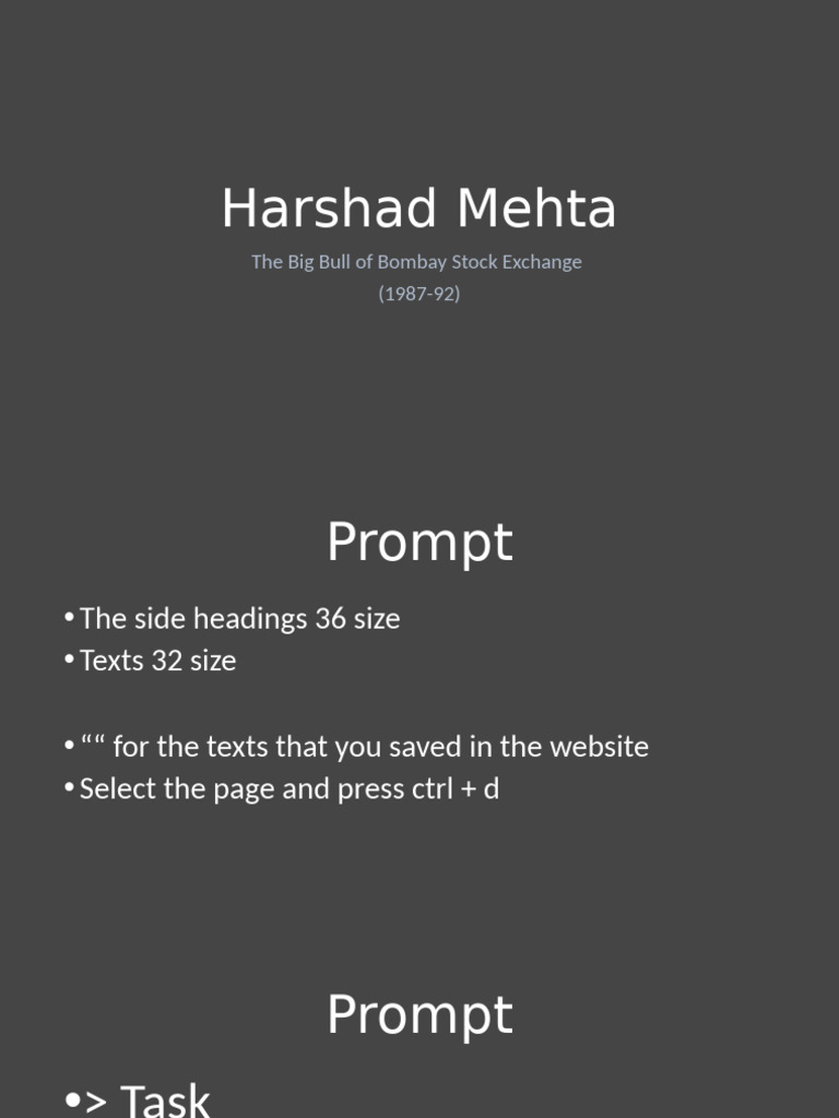 Harshad Mehta: The Big Bull's Legacy | PDF