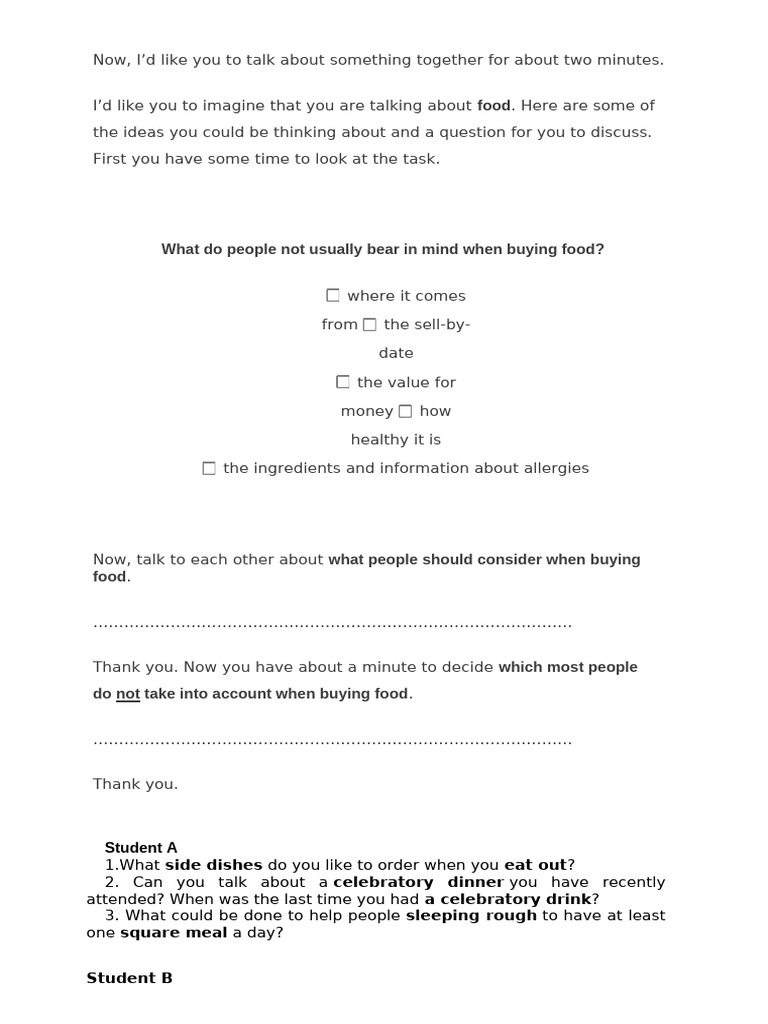 c1 Collaborative Task Food | PDF