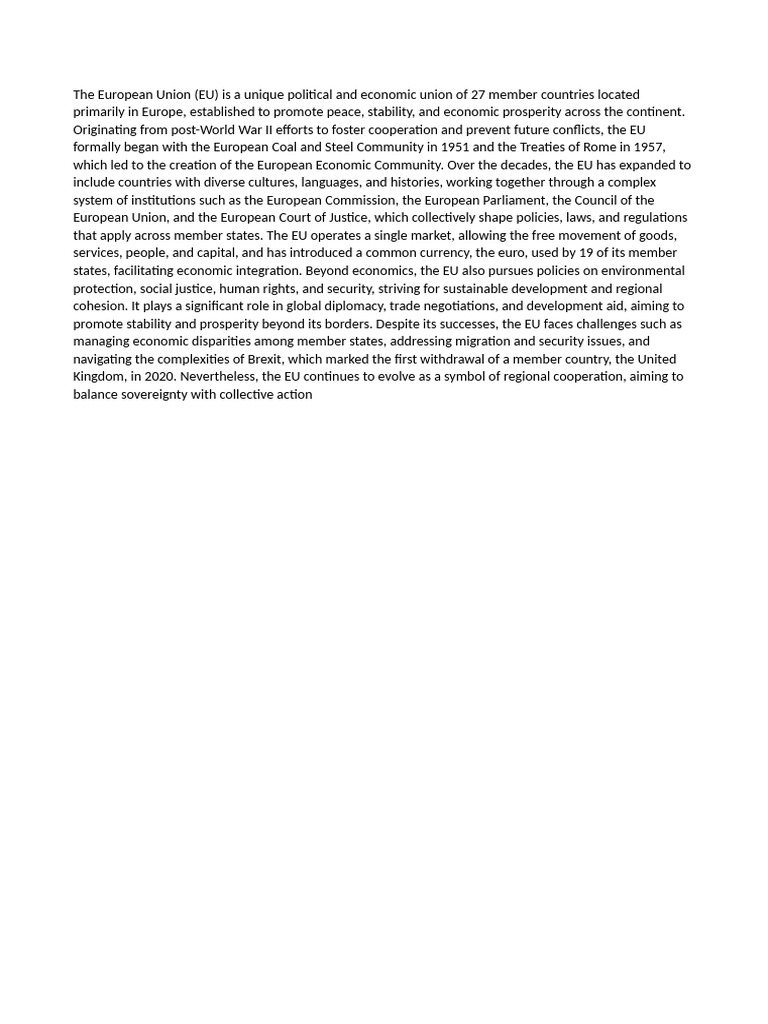 Overview of the European Union's Role | PDF