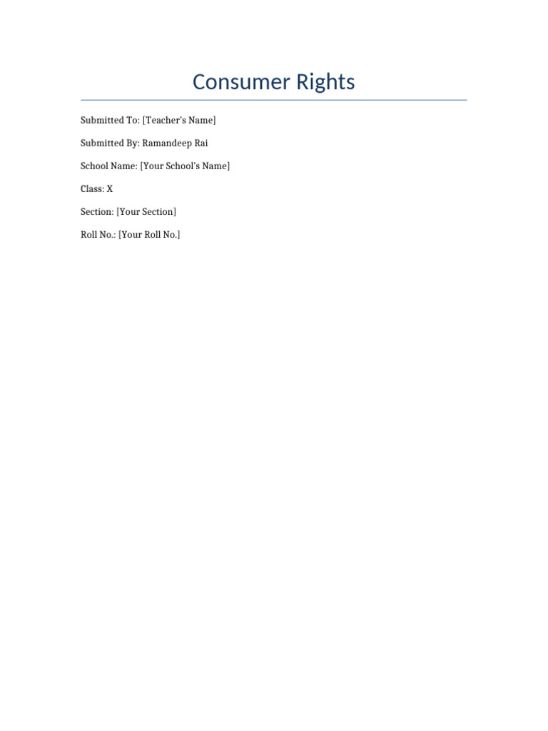 Consumer Rights Project Class 10 With Flowcharts | PDF