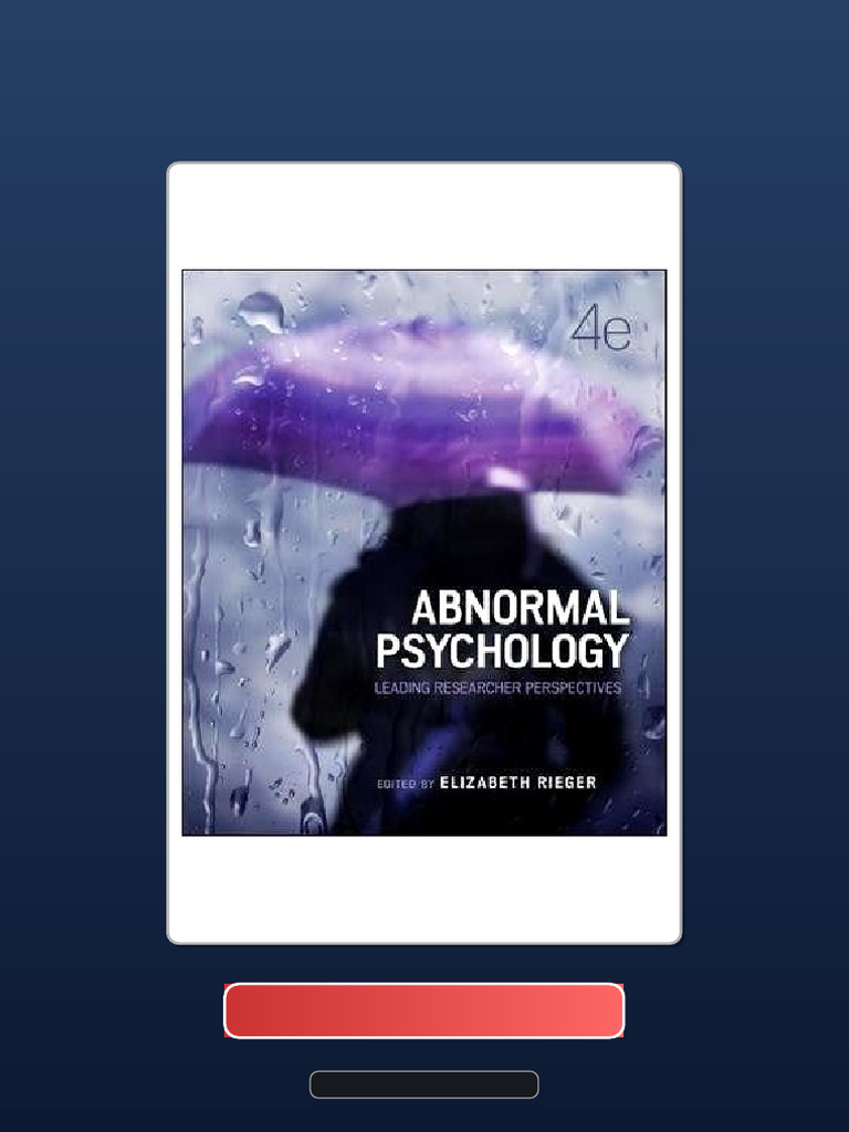 Abnormal Psychology Leading Researcher Perspectives 4th Edition by ...