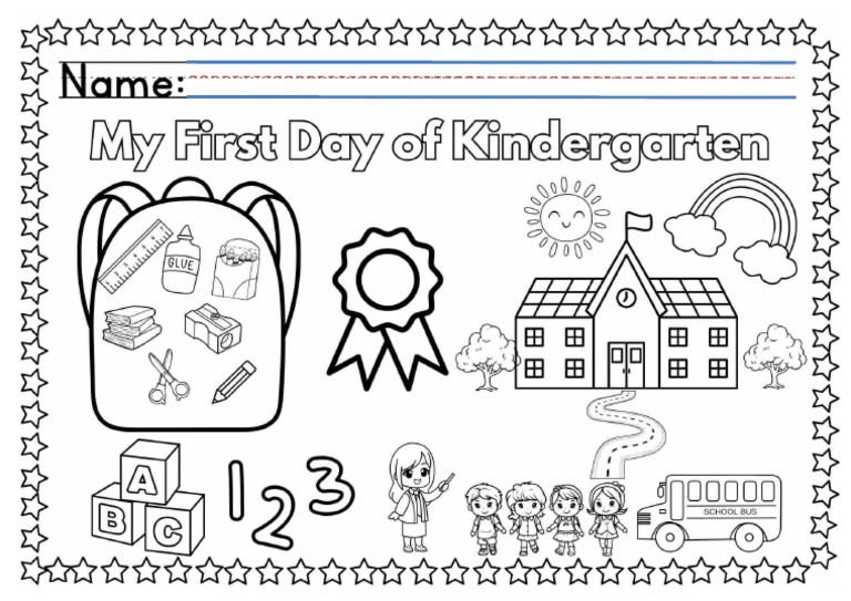 First Day Kinder Coloring | PDF
