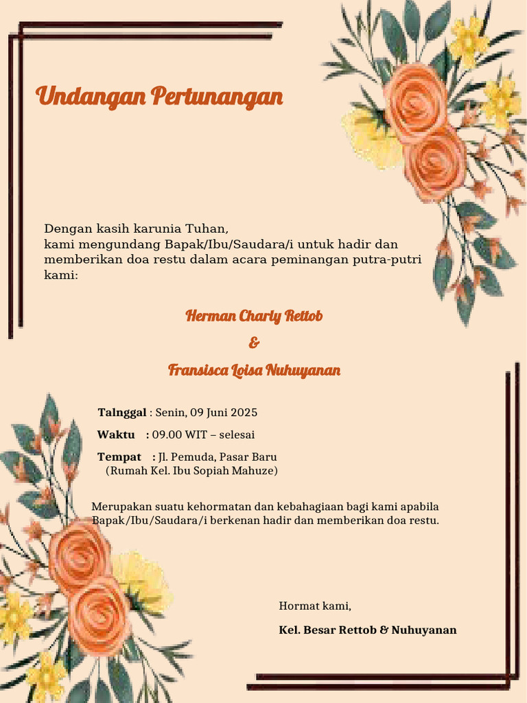 Undangan Pertunangan Herman Fransisca | PDF