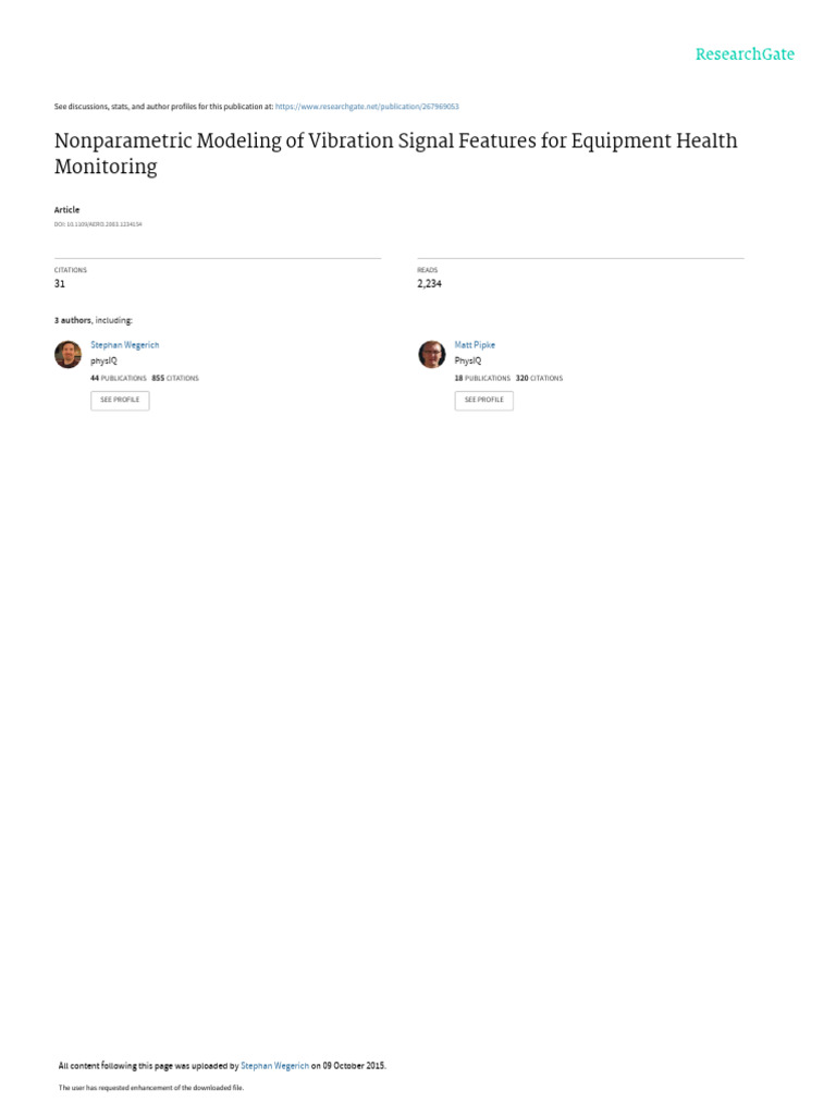 Ss Nonparametric Modeling of Vibration Signal Feature | PDF | Matrix (Mathematics) | Applied ...