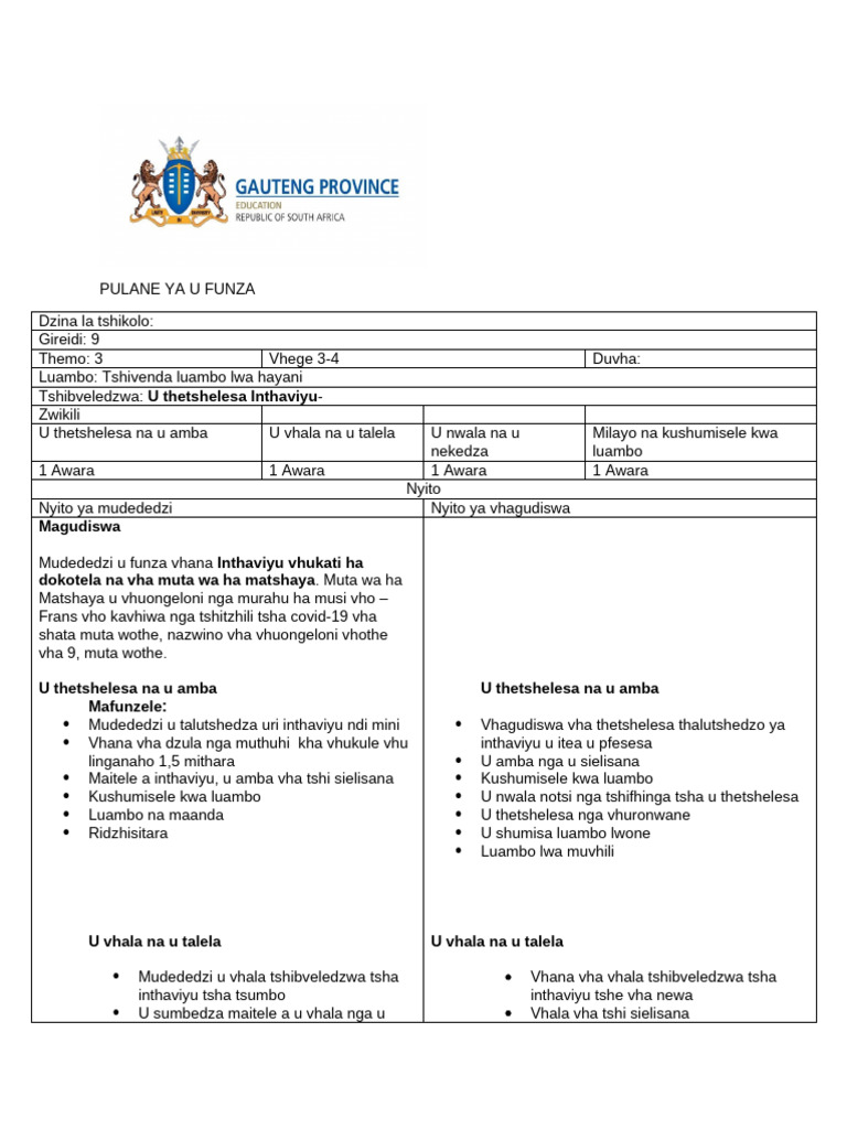 Tshivenda Grade 9 Term 3 Guide | PDF