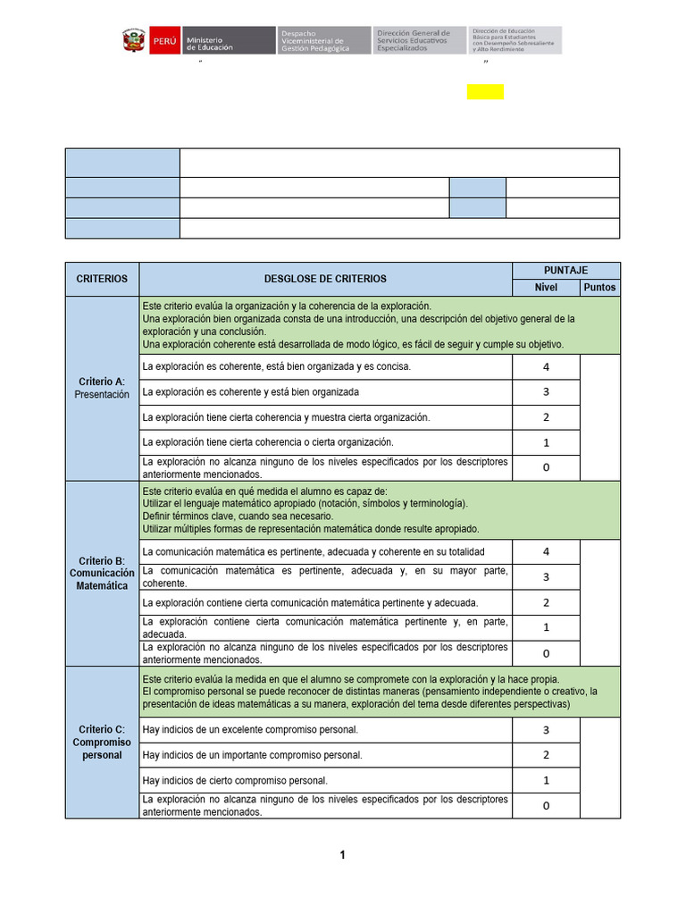 Evaluación de Exploración Matemática COAR | PDF | Matemáticas ...