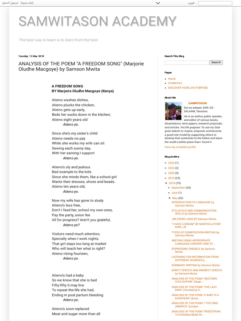 Analysis of "A Freedom Song" Poem | PDF | Stepfamily | Poetry