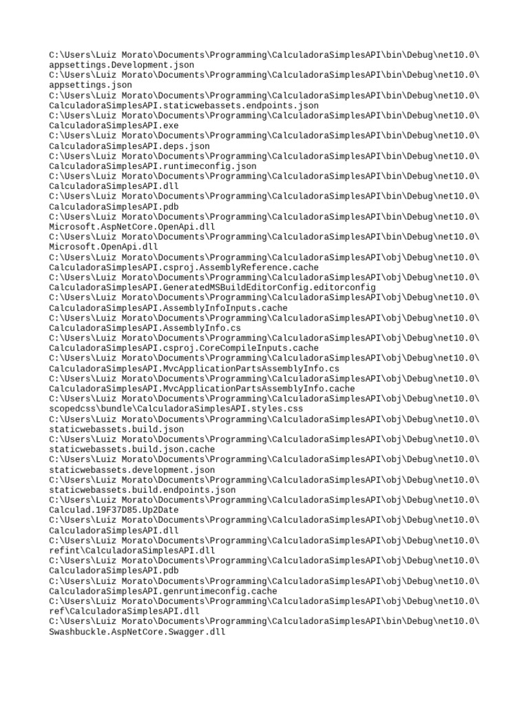 CalculadoraSimplesAPI Csproj FileListAbsolute | PDF | Operating System Families | Software ...