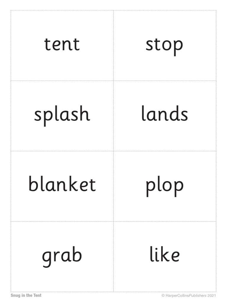 Snug in The Tent - Word Cards | PDF