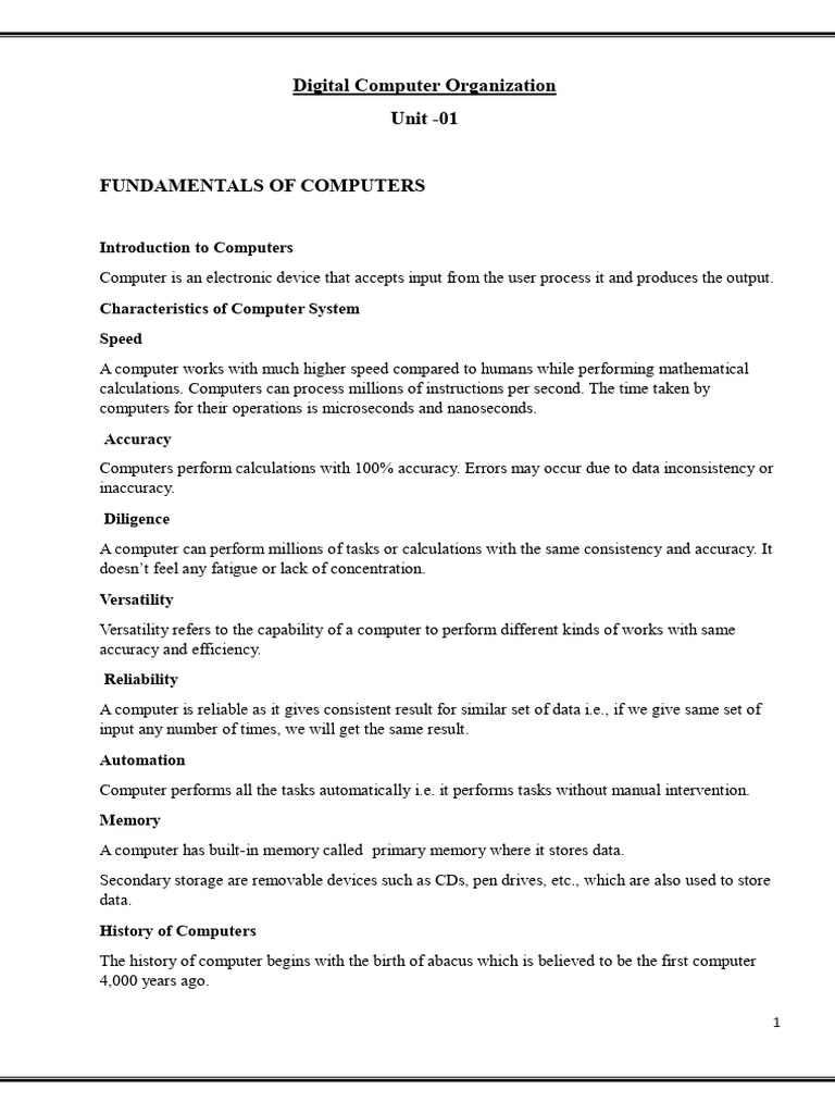 Digital Computer Organization-Unit 1-4 | PDF | Random Access Memory | Printer (Computing)
