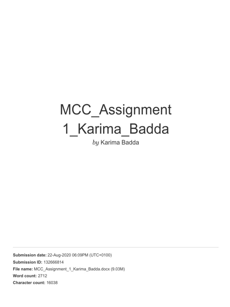MCC - Assignment 1 - Sample 1 | PDF | Citation | Reason