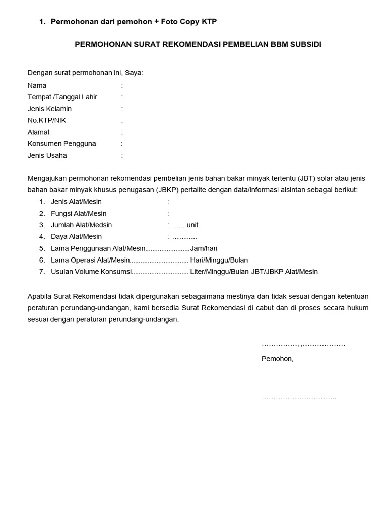 Persyaratan Rekom BBM 2025 Baru | PDF