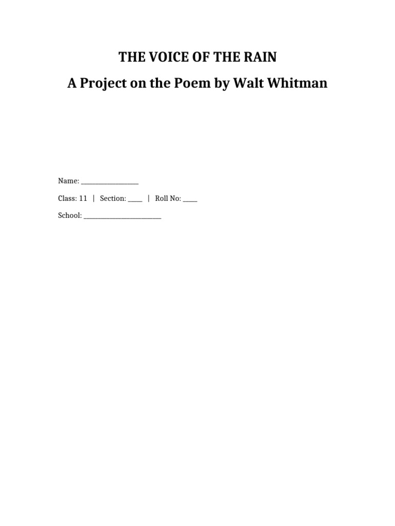 The Voice of The Rain Project Formatted | PDF