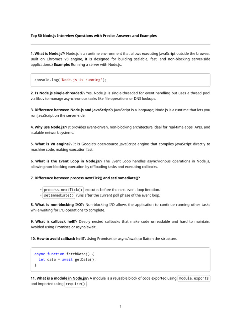 Nodejs Interview Questions | PDF | Information Technology | Computer Science
