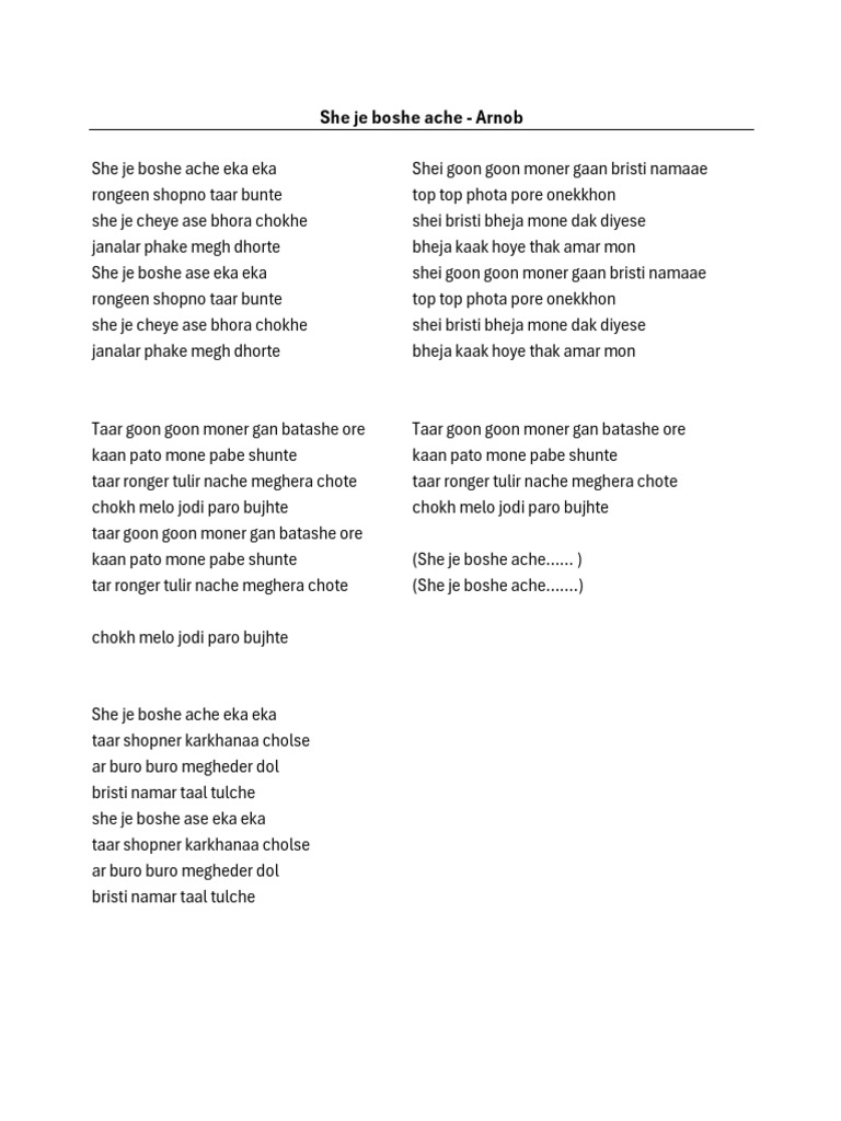 Shey Je Boshey Achey | PDF