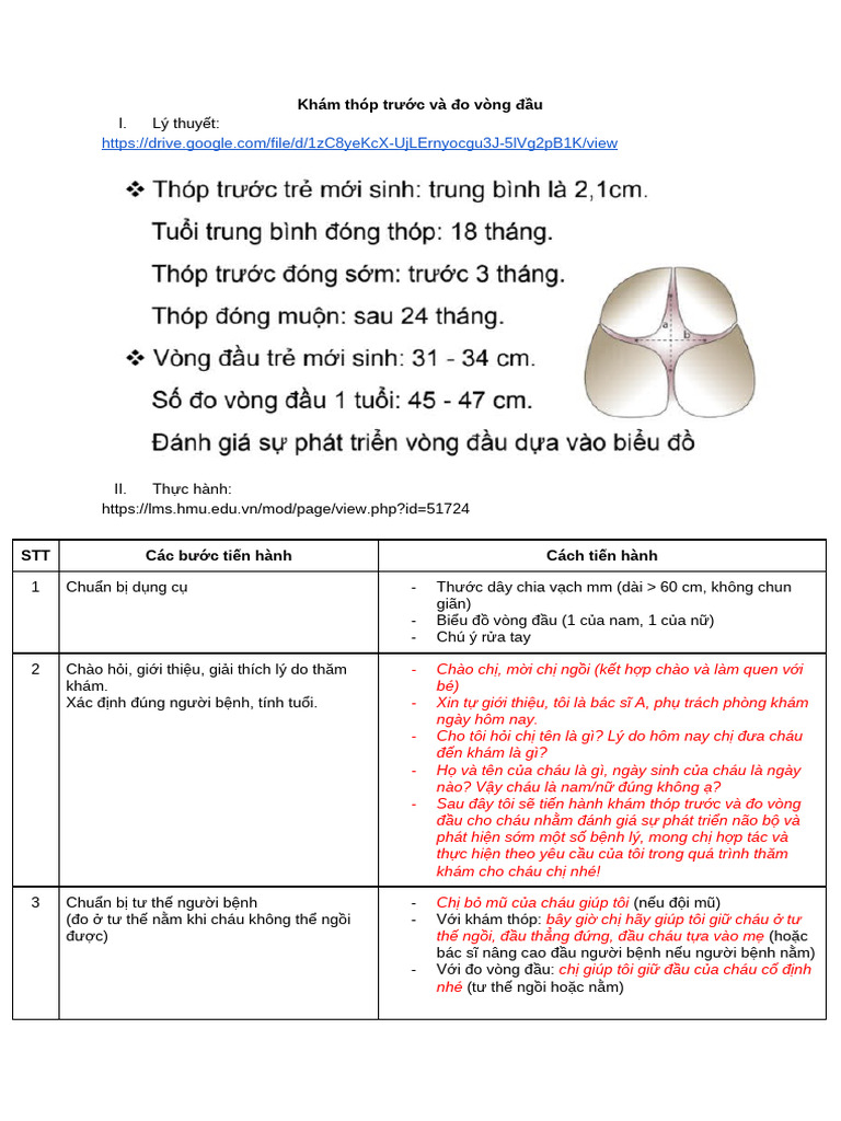 Khám Thóp Trước Và Đo Vòng Đầu | PDF