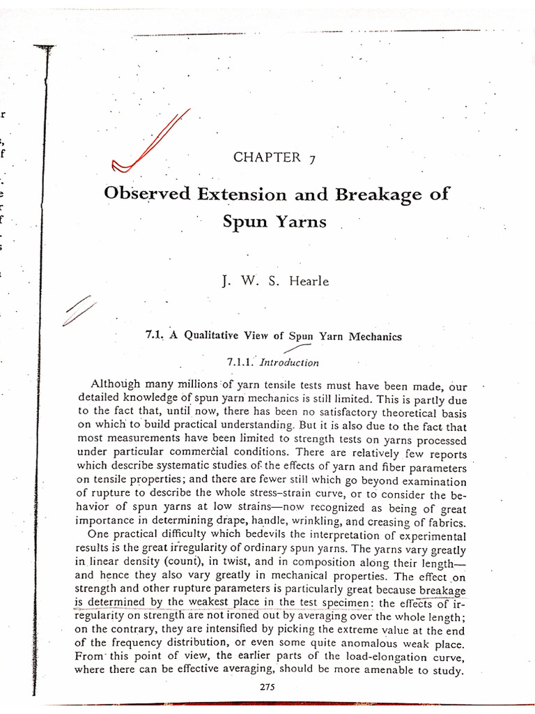 Staple Yarn Breakage | PDF