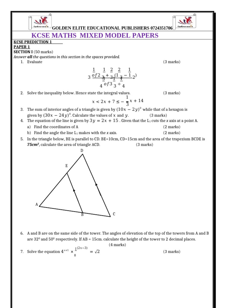 Maths Mixed Model Papers-New | PDF | Applied Mathematics | Mathematics