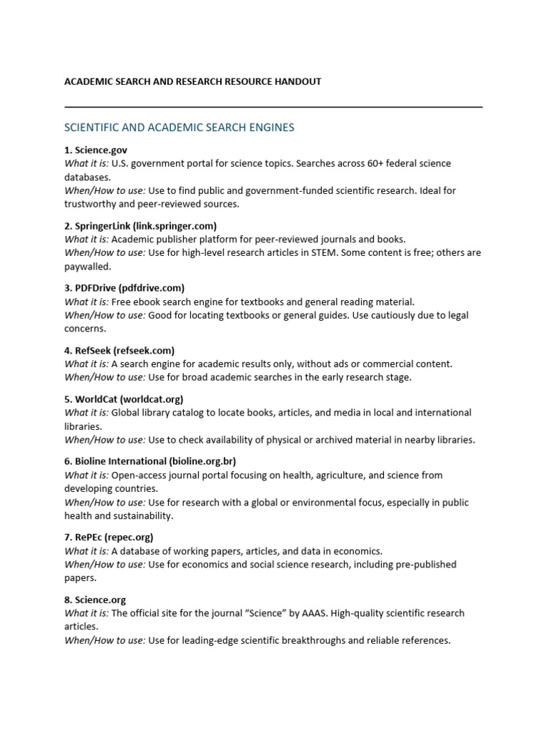 Academic Resource Handout | PDF | Open Access | Libraries