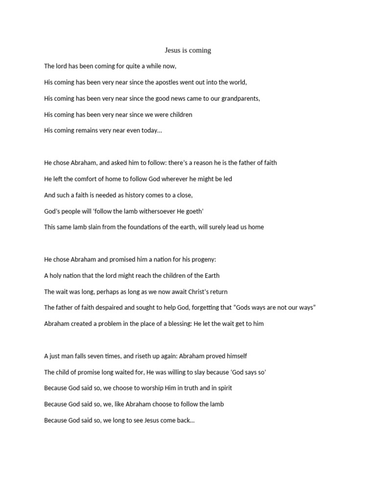 Jesus is Coming | PDF | Abraham | Jesus