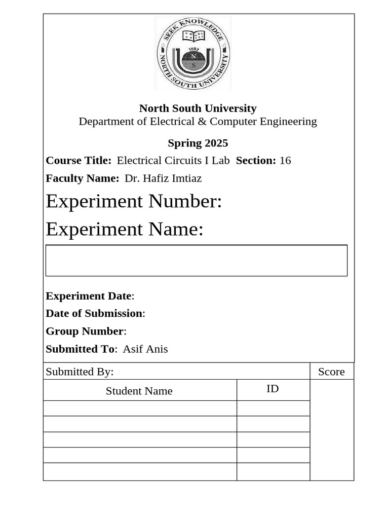 Lab Report Cover Page - EEE141L.16 HAI | PDF
