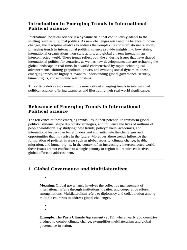 Introduction To Emerging Trends in International P | PDF | Security ...