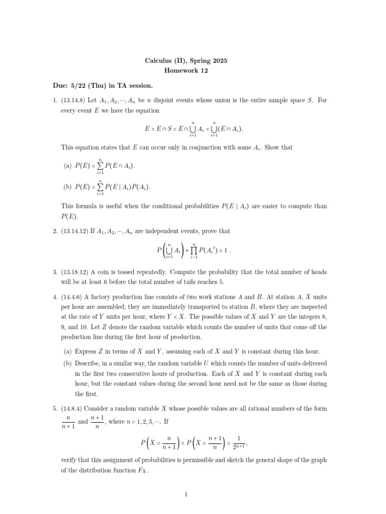 CalculusII HW12 Problems | PDF | Mathematics | Probability Theory
