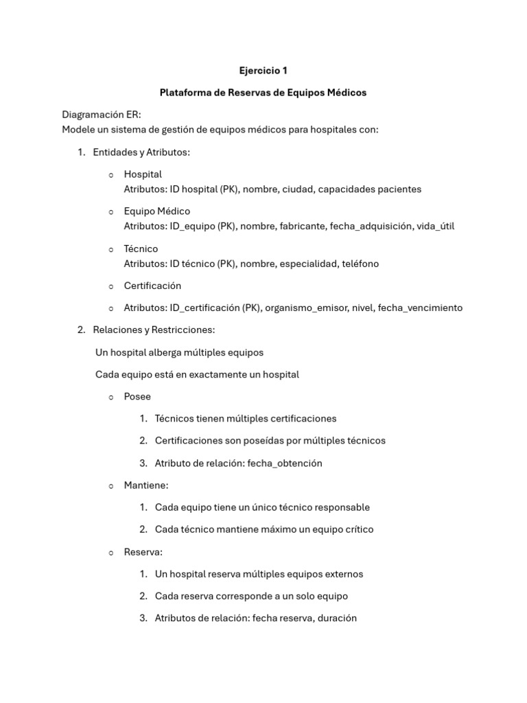 Ejercicios SGBD 2025 | PDF | Hospital