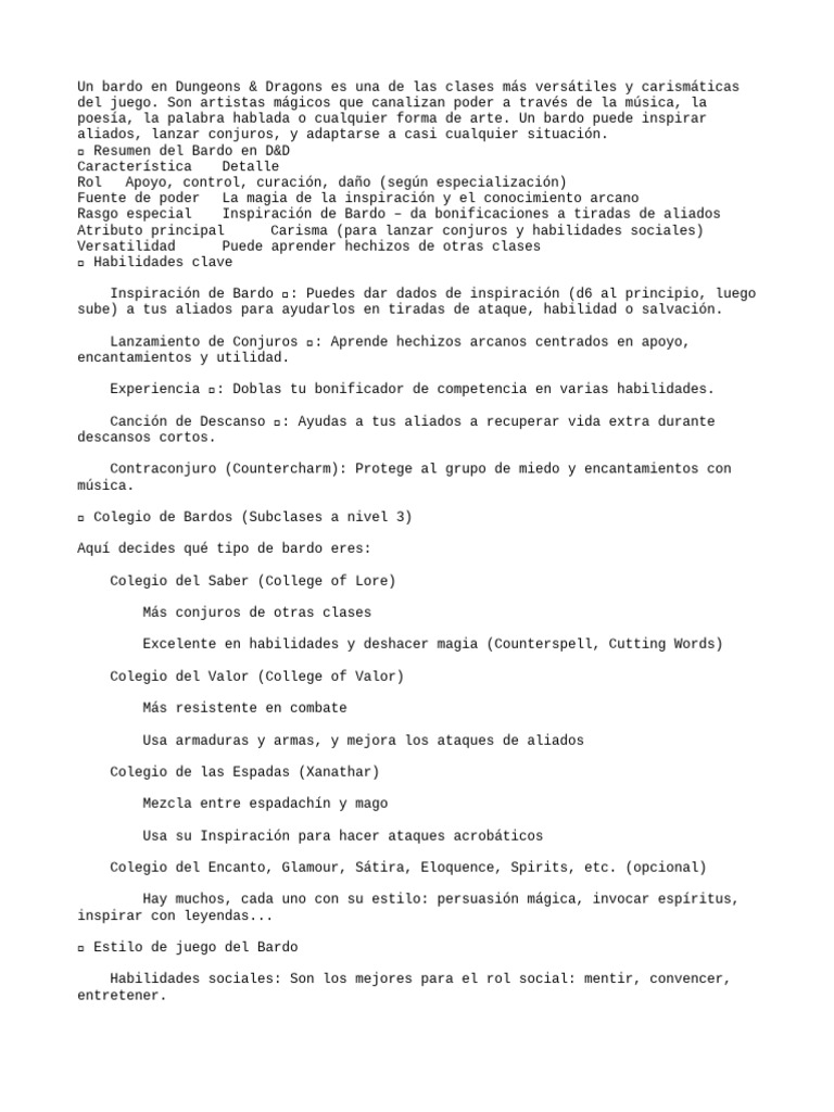 QUE ES Un Bardo DND Dou | PDF