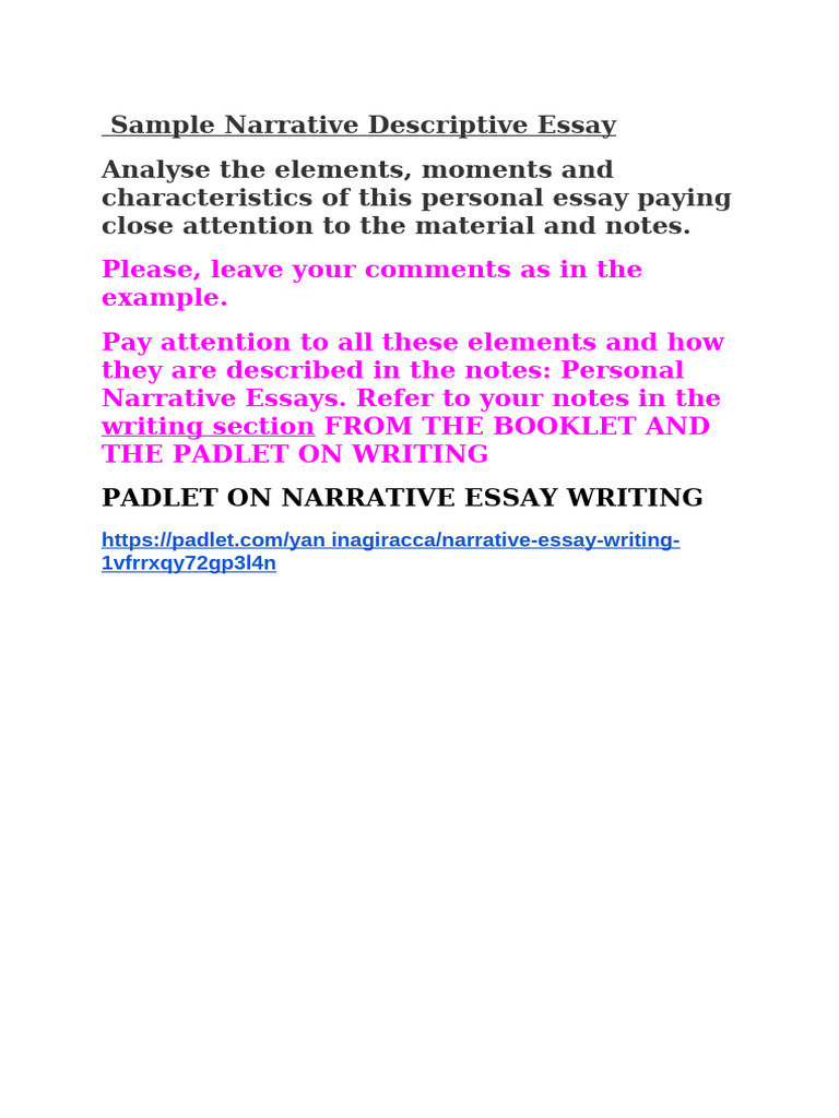 2°2° Sample Narrative Descriptive Essay | PDF