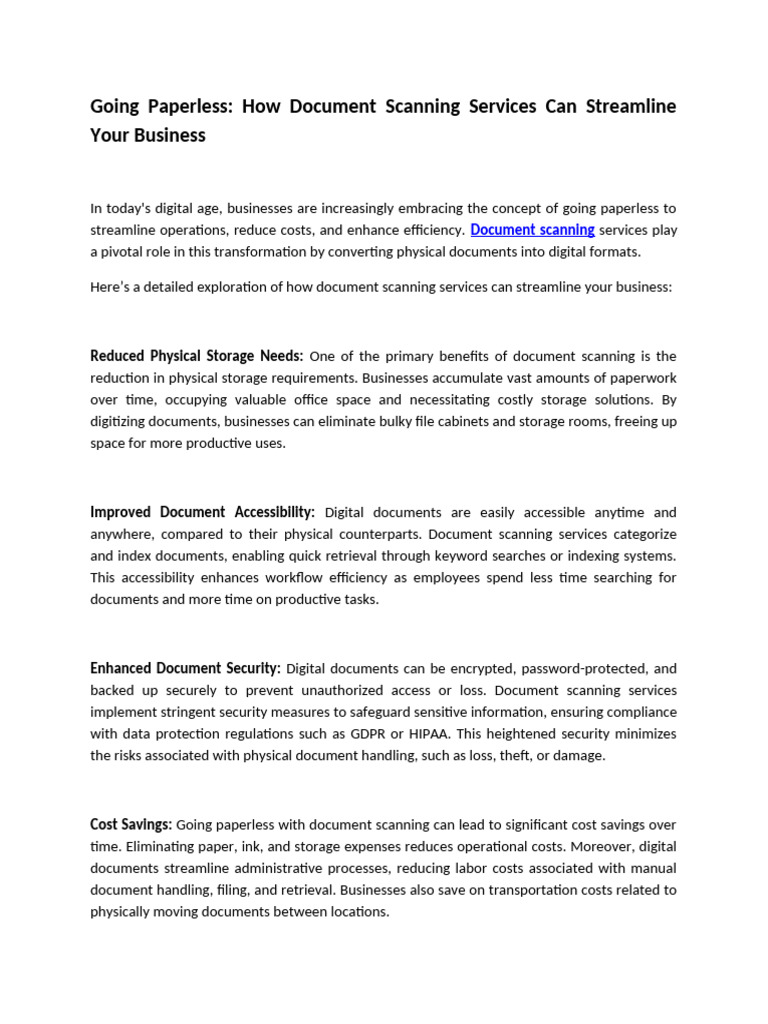 Going Paperless How Document Scanning Services Can Streamline Your ...