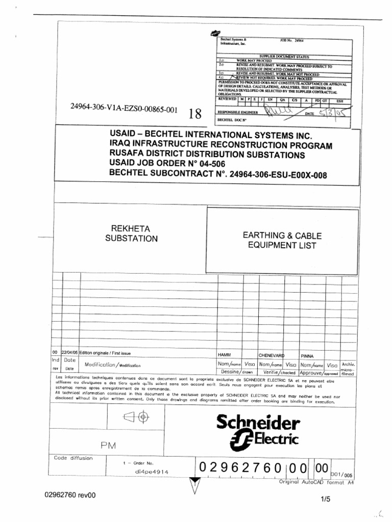 02962760_Rev00_Code4_ Earthing & Cable Equipment List REKHET | PDF