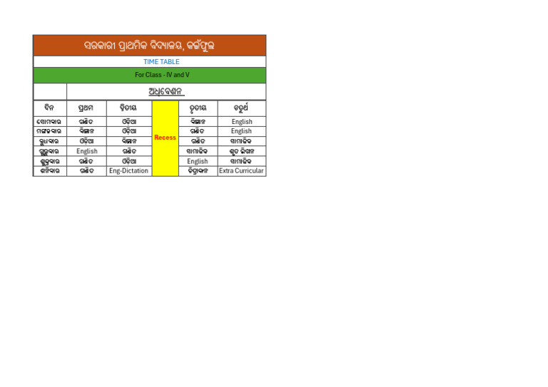 Time Table | PDF