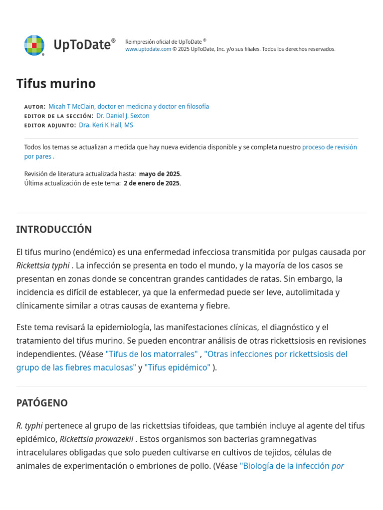 Epidemiología y diagnóstico del tifus murino | PDF | Fiebre del zika ...