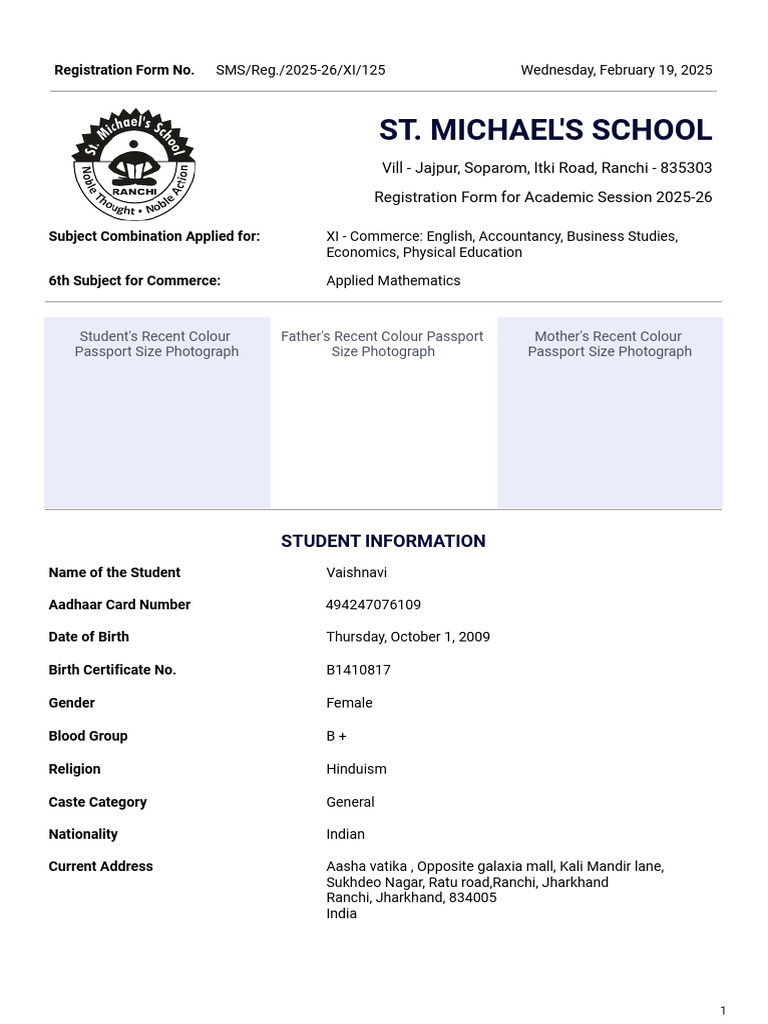 Vaishnavi XI Commerce English Accountancy Business Studies Economics Physical Education | PDF