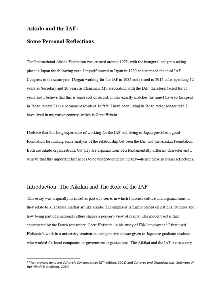 Aikido and The IAF Some Personal Reflect | PDF | Gendai Budo | Aikido