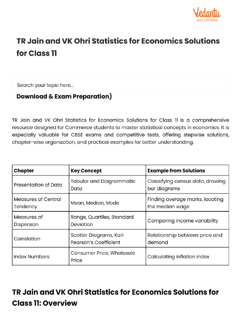 TR Jain and VK Ohri Statistics For Economics Solutions For Class 11aa | PDF