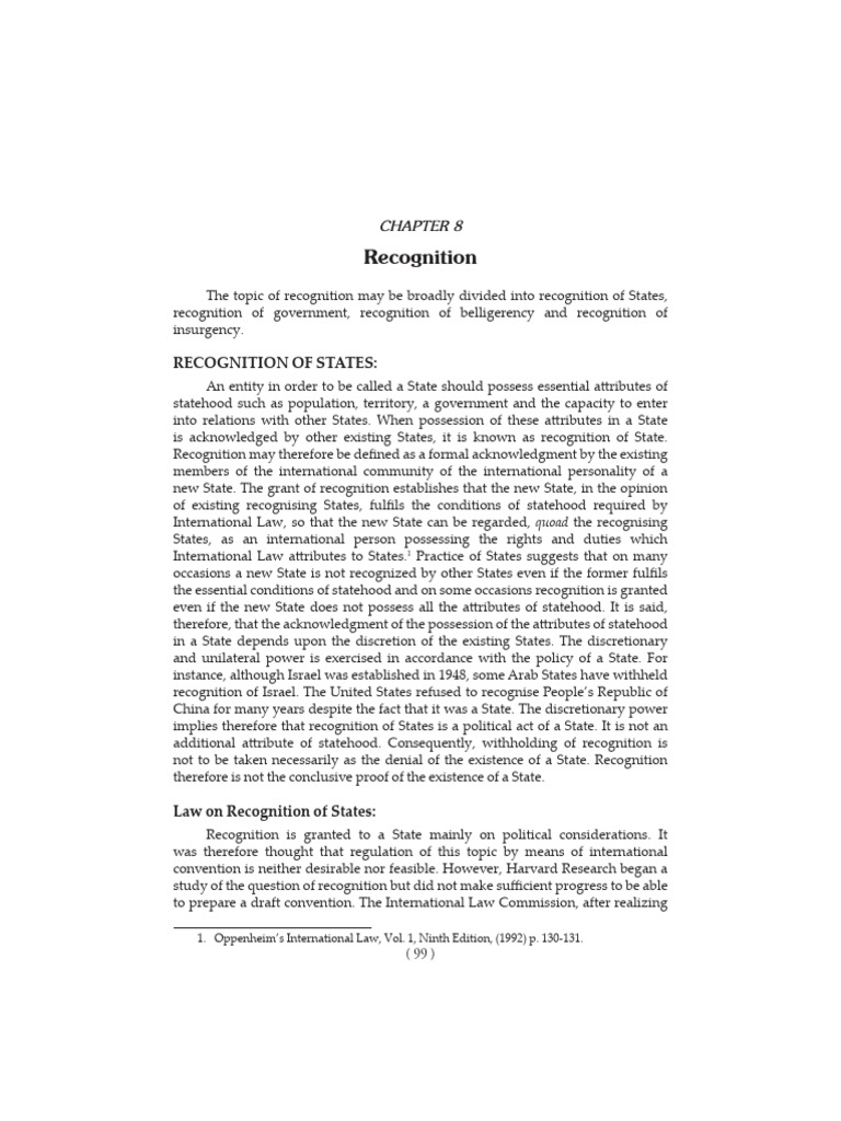 Recognition of States and Governments | PDF | Sovereign State ...