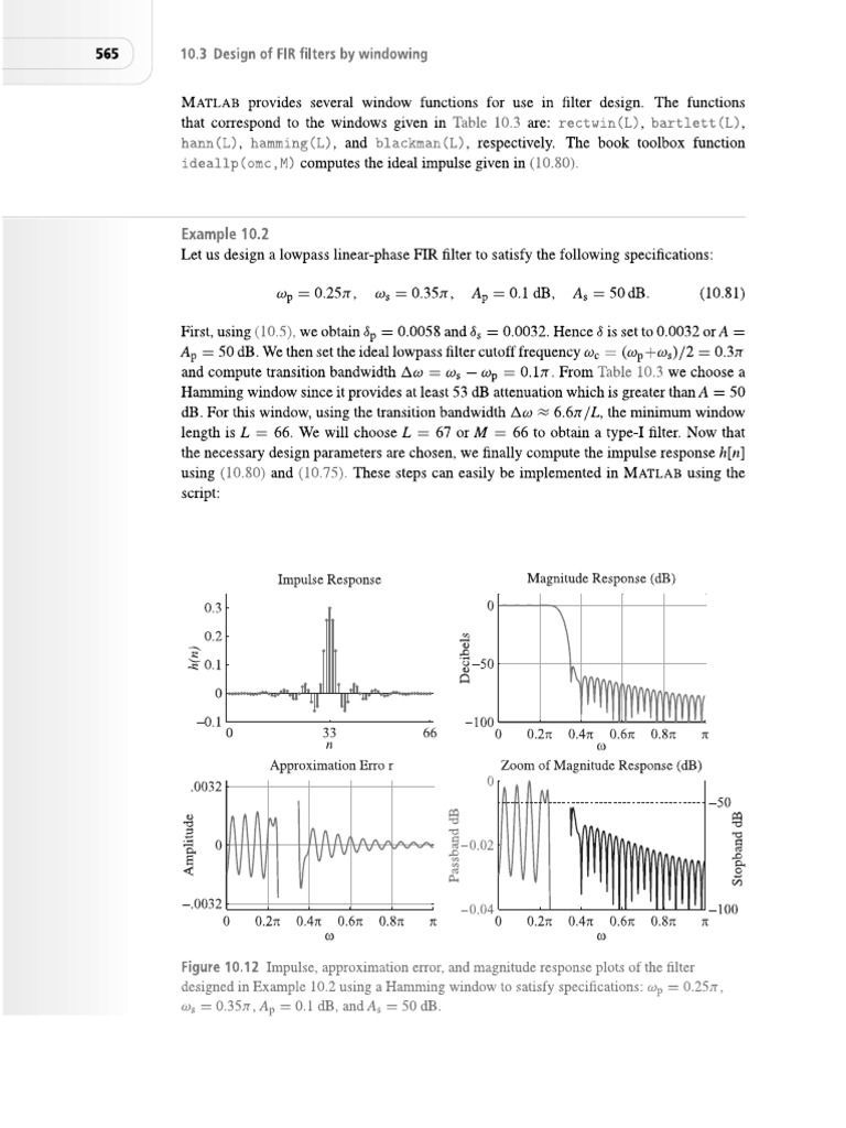 Design of FIR Filters Hamming Kaiser Windows | PDF