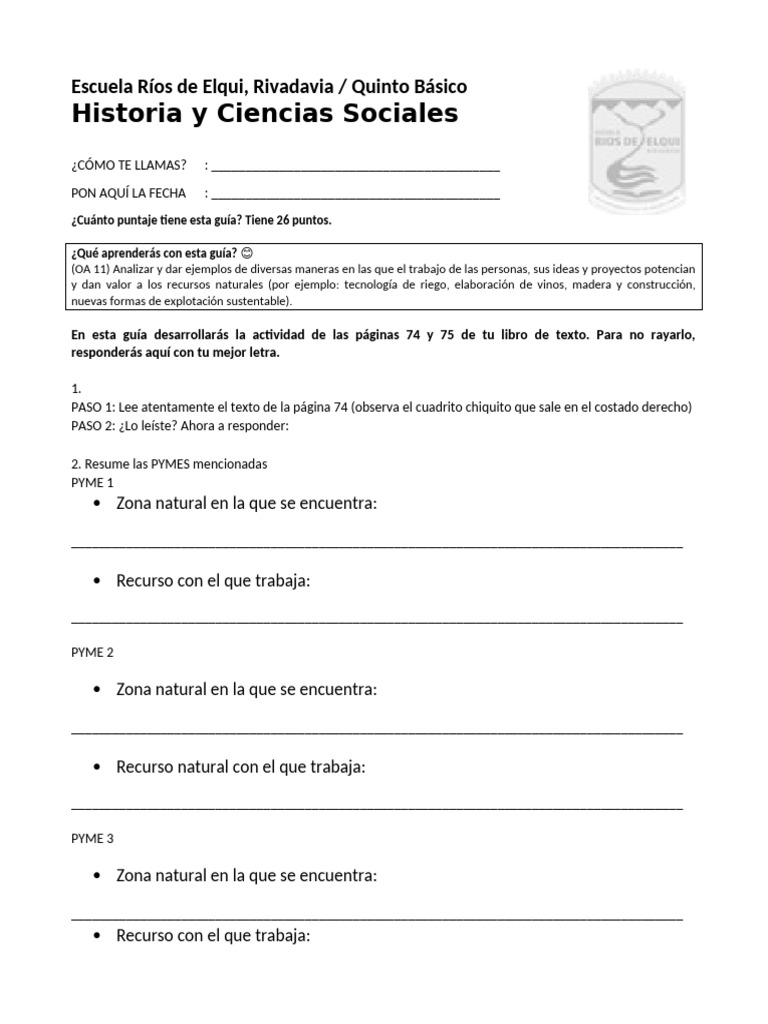 Quinto - Guía 5 (Entregada y Evaluada) | PDF | Pequeñas y medianas empresas