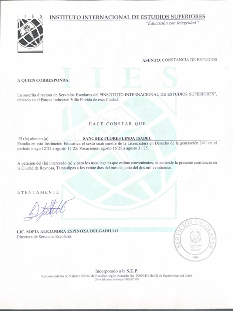 Constancia de Estudios 2 | PDF