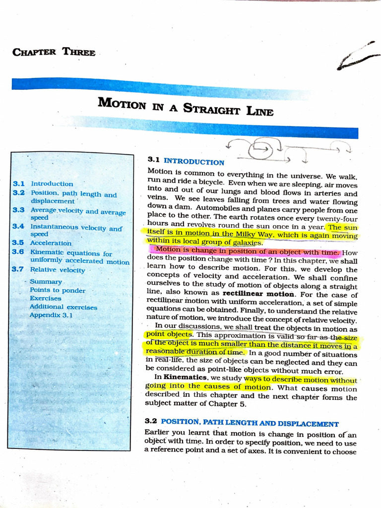 Motion in A Straight Line | PDF