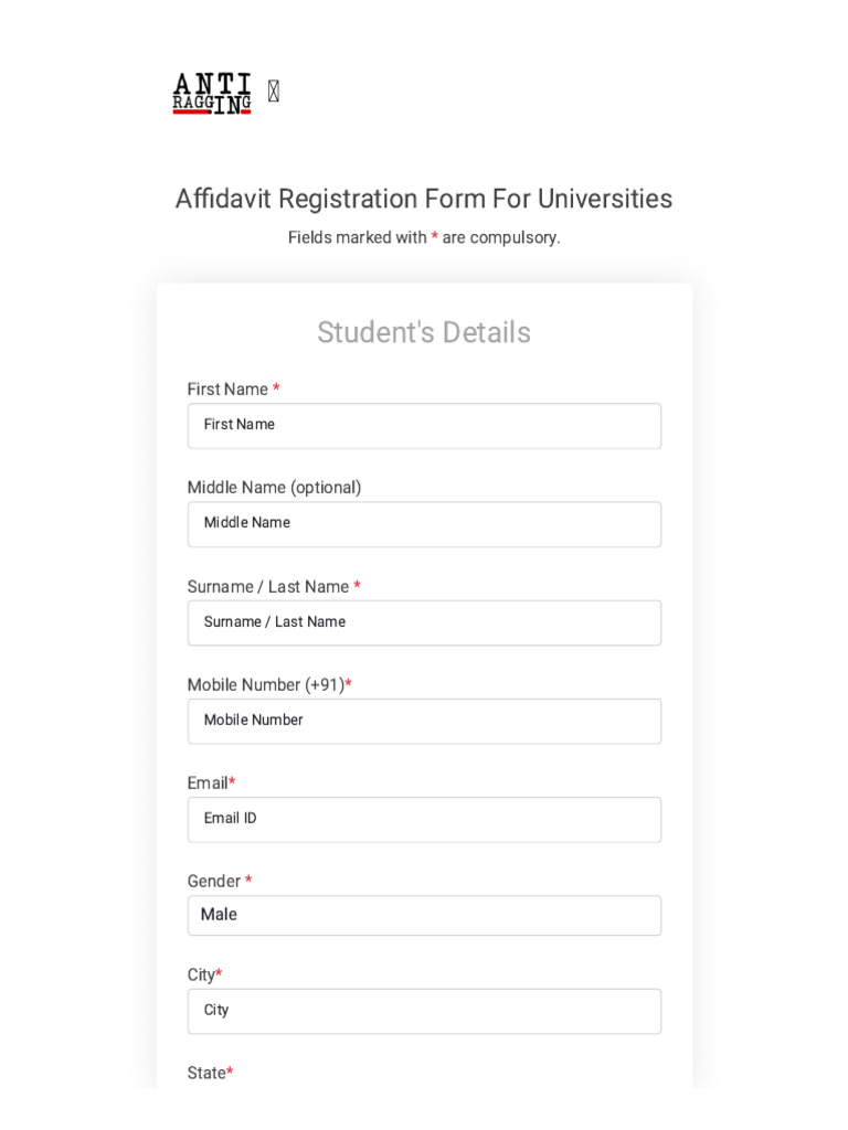 Anti Ragging - Ragging in College - Anti Ragging Affidavit | PDF ...