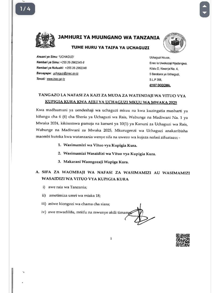 TANGAZO Uchaguzi | PDF