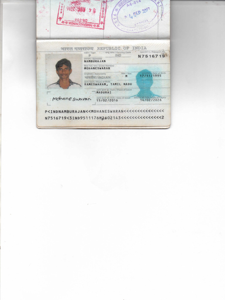 Mohaneswaran Passport | PDF