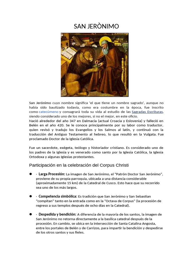 San Jerònimo | PDF | San José | Jerome