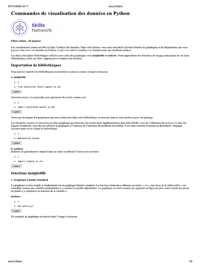 Créer Différents Types de Graphiques en Python | PDF