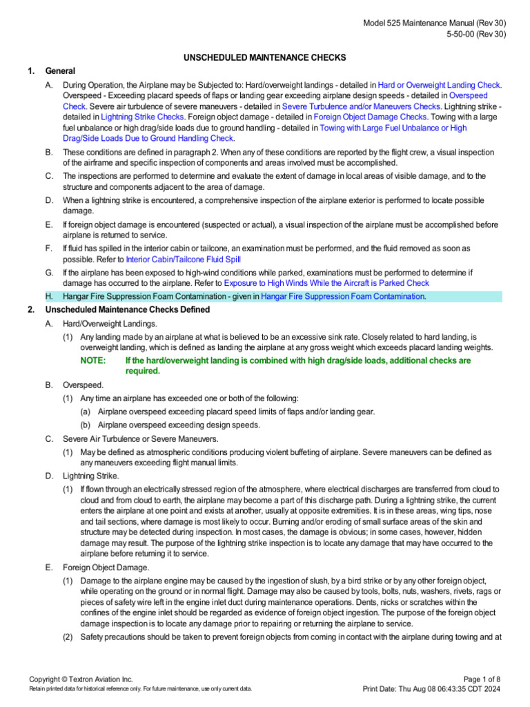 5-50-00 - Unscheduled Maintenance Checks | PDF | Empennage | Airplane