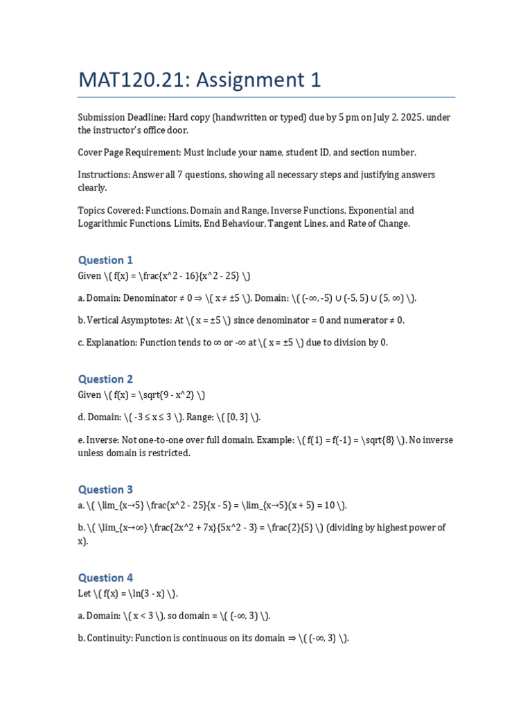 MAT120 Assignment 1 Complete 3 From Gemini | PDF