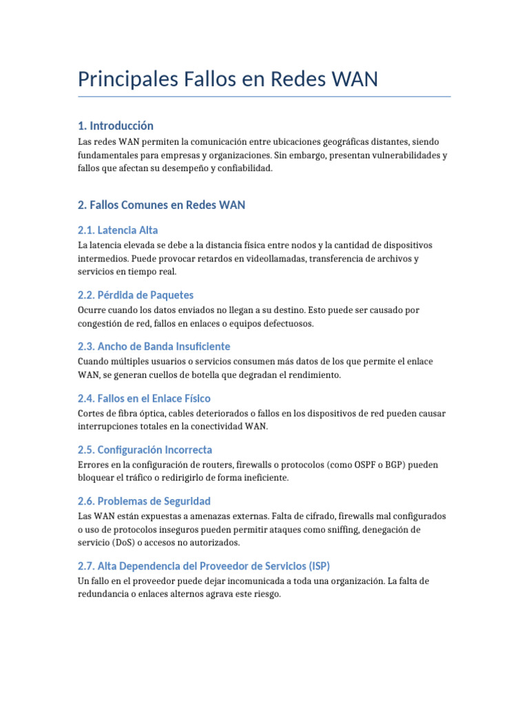 Fallos Rede WAN | PDF
